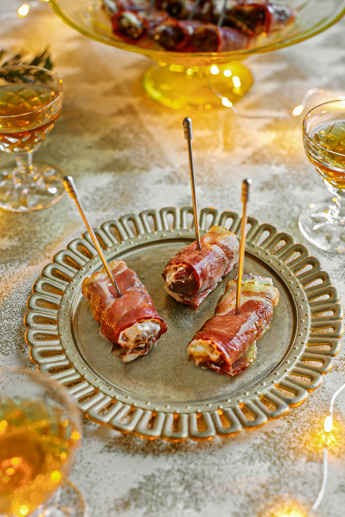 Brandy Soaked Dates in Bacon - boozy festive appetisers